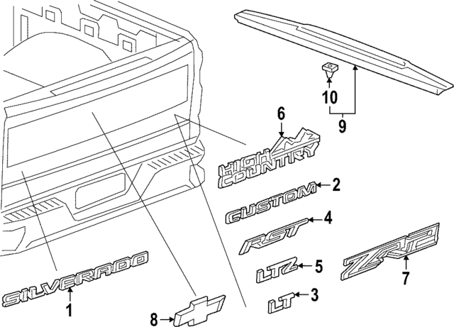 84434786 - Gold Tailgate Emblem 2019-2024 Chevrolet | Group 1 Auto Parts