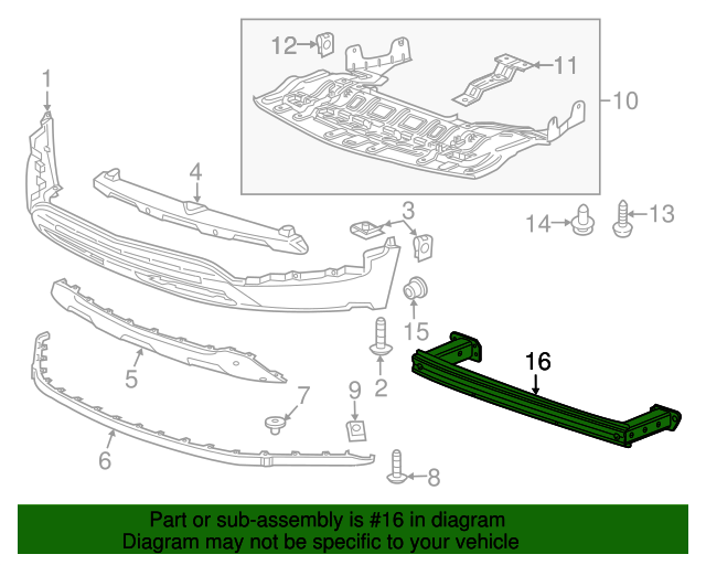 2017-2022 GM Front Bumper Lower Impact Bar 42554932 GM | GMPartsDirect.com