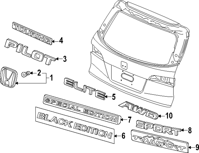 75722-TG7-A00 - Nameplate 2016-2022 Honda Pilot | Honda Parts Online