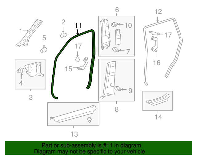 2010-2021 Lexus GX460 Door Weather-Strip 62312-60160-C0 | OEM Parts Online