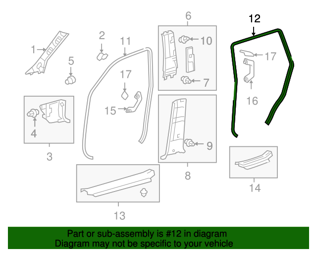 62331-60101-C0 - Door Weather-Strip For 2010-2023 Lexus GX460 | Lexus ...