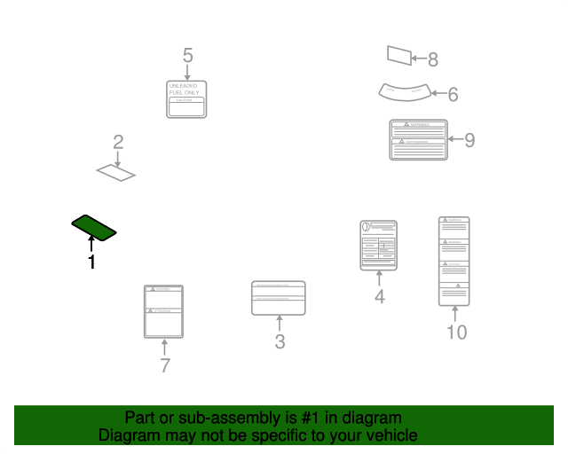 2010-2013 Subaru AC Label 73772AJ05A | Subaru Parts Store