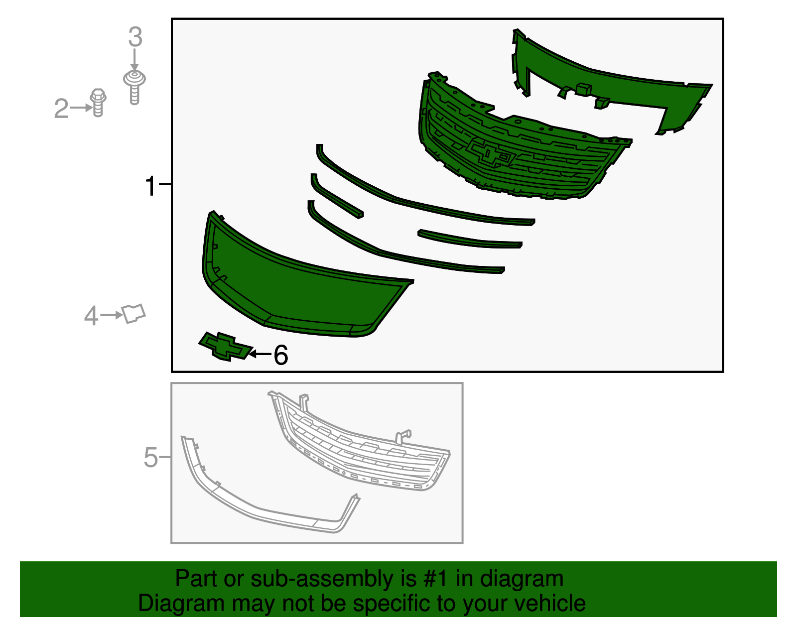2013-2017 Chevrolet Traverse F Grille 84928297 GM | GMPartsDirect.com