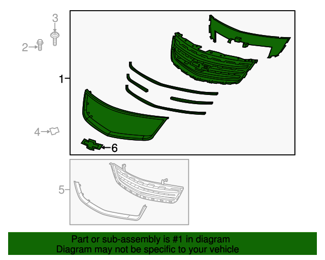 2013-2017 Chevrolet Traverse Front Upper Grille 23302975 | TascaParts.com