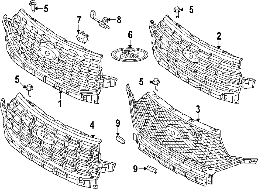 RB5Z-8200-CA - Grille 2025 Ford Explorer | Ford Parts Direct