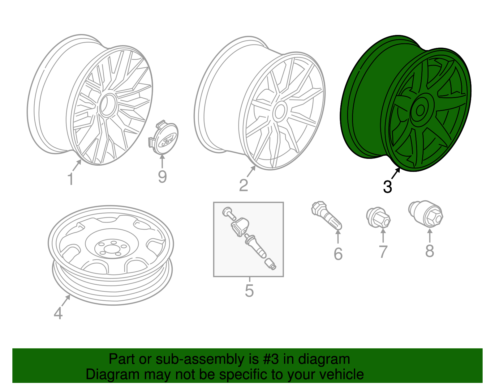 2015-2020 Ford Mustang Wheel, Alloy HR3Z-1007-H | Varsity Ford
