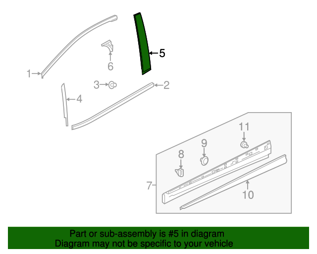 2017-2023 Chevrolet Bolt EV Front Passenger Side Door Window Frame Rear ...