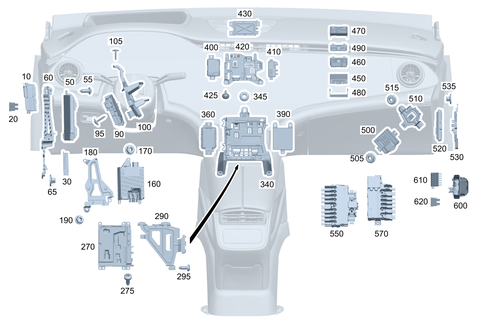 Control Units/Fuse Boxes/Relays in Vehicle Interior for 2024 Mercedes ...