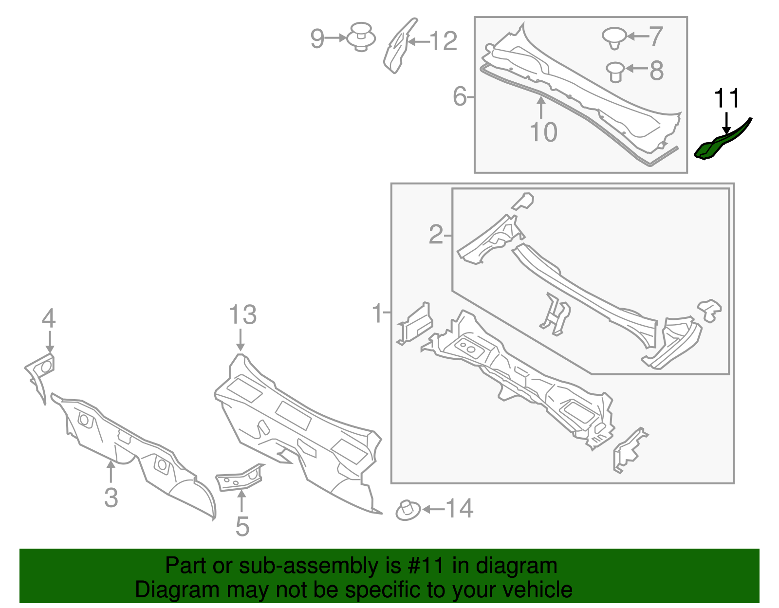 2008-2014 Subaru Impreza Cowl Side Panel 91423FG000 | Subaru Parts Store