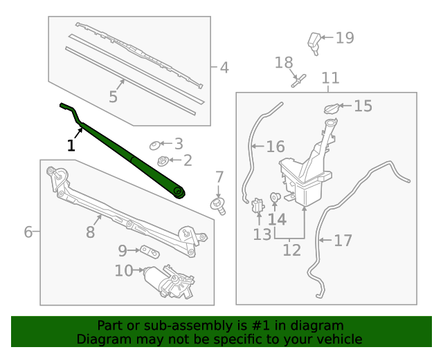 2019-2021 Kia Soul Windshield Wiper Arm - Driver's Side (LH) 98311 ...