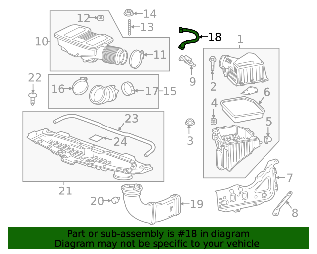 2019-2024 GM Positive Crankcase Ventilation Tube 12693950 GM ...