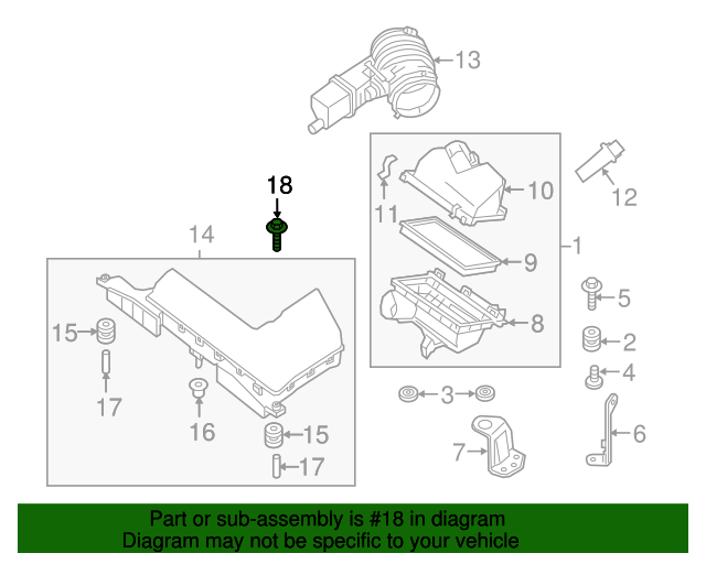 2007-2020 Nissan Air Inlet Duct Bolt 16516-9N00A | QuirkParts