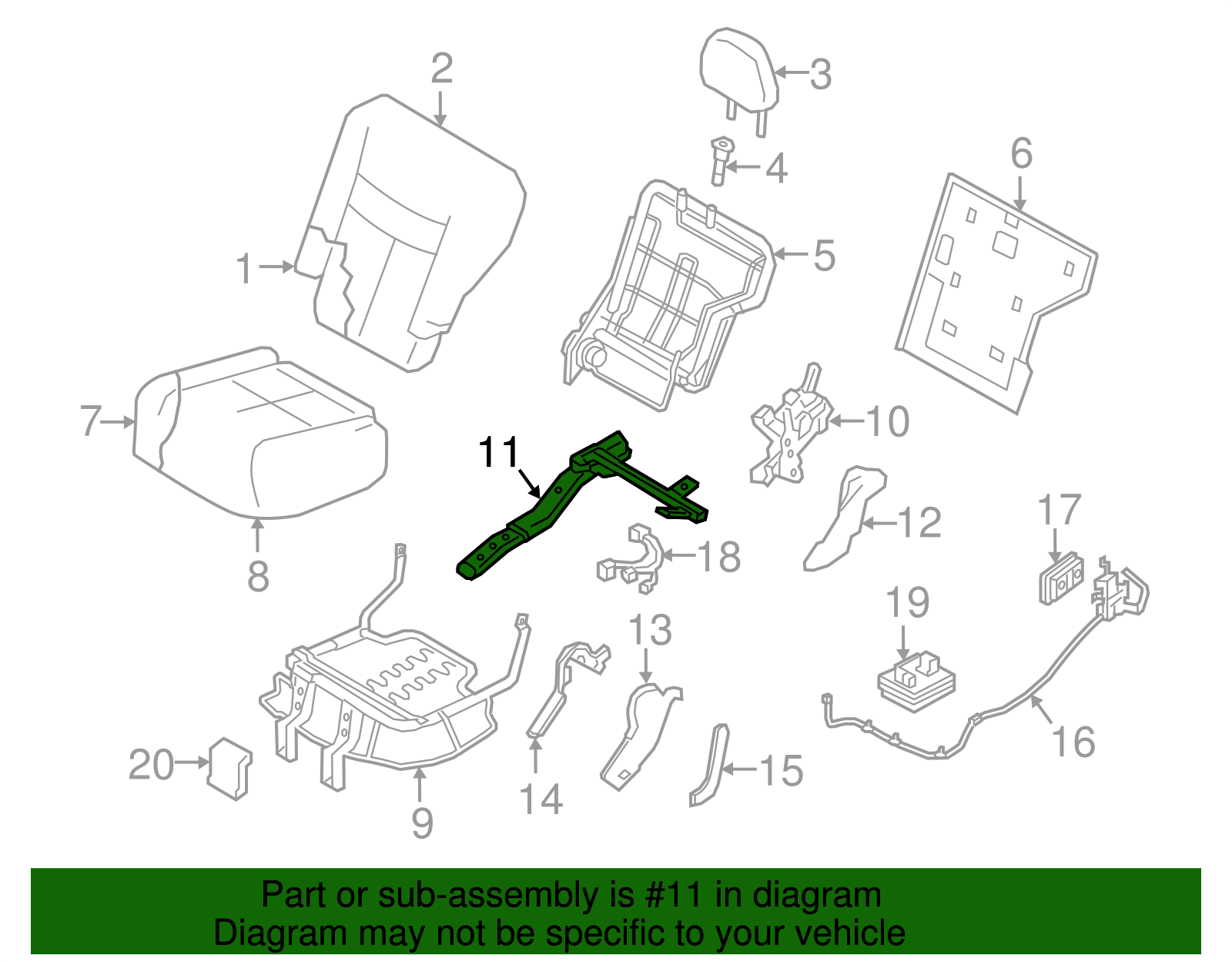 2015-2021 Nissan Murano Seat Frame Bracket 88392-9UF0A | QuirkParts