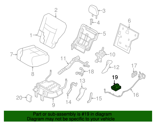 873D6-5AA0A - Power Seat Control Module 2015-2020 Nissan Murano ...