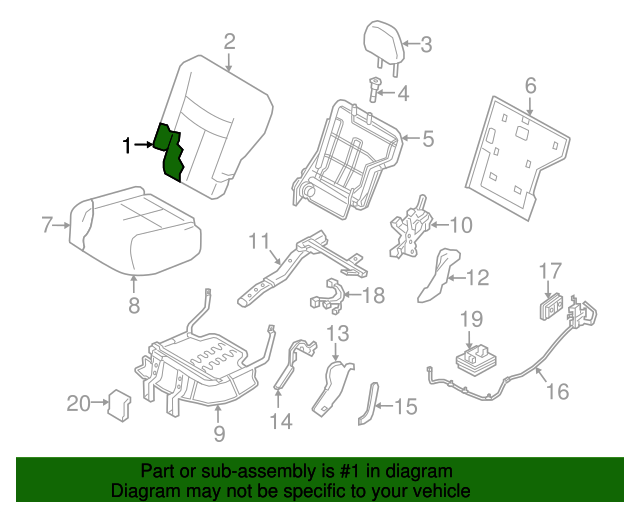 88661-9UF0A - Seat Back Cushion 2015-2024 Nissan Murano ...