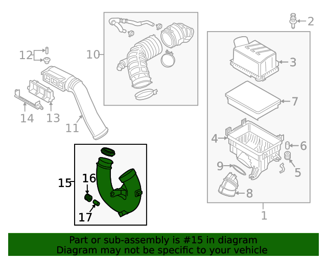28220-J9200 - Engine Air Intake Hose 2018-2023 Hyundai Kona ...