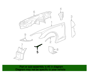 15230686 - Driver Side Front Fender Brace - 2005-2013 Chevrolet ...