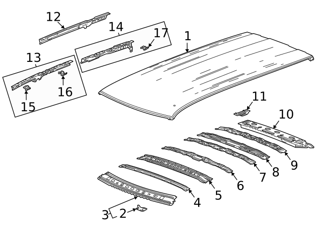2021-2024 GM Roof Panel Number 4 Bow 84685666 | TascaParts.com