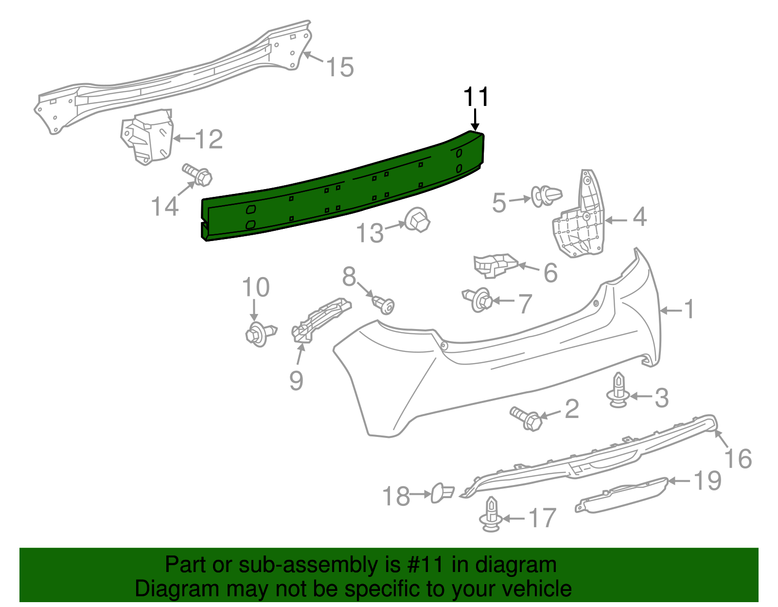 Genuine Toyota Impact Bar part# 52171-52030 for 2007-2018 Toyota Yaris ...