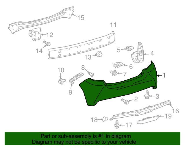 OEM Toyota Cover Rear Bumper L P For 2015-2017 Toyota Yaris - Part ...