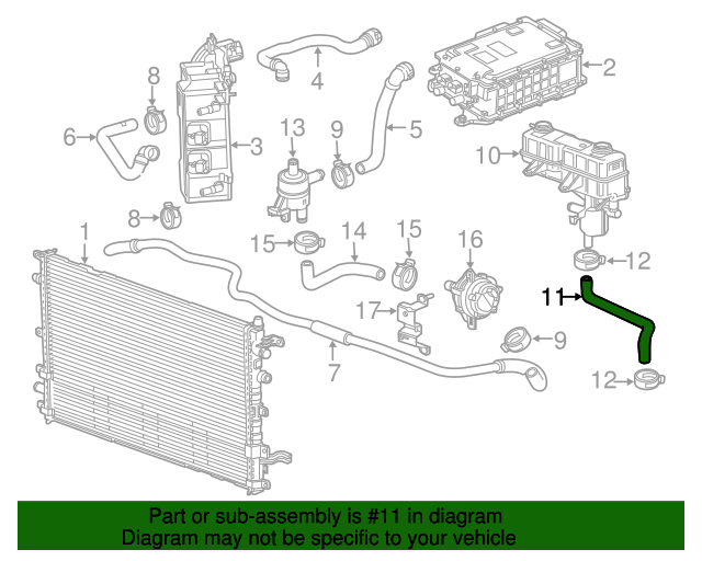 2011-2016 GM Generator Control Module Coolant Tank Hose 20896258 | Auto ...