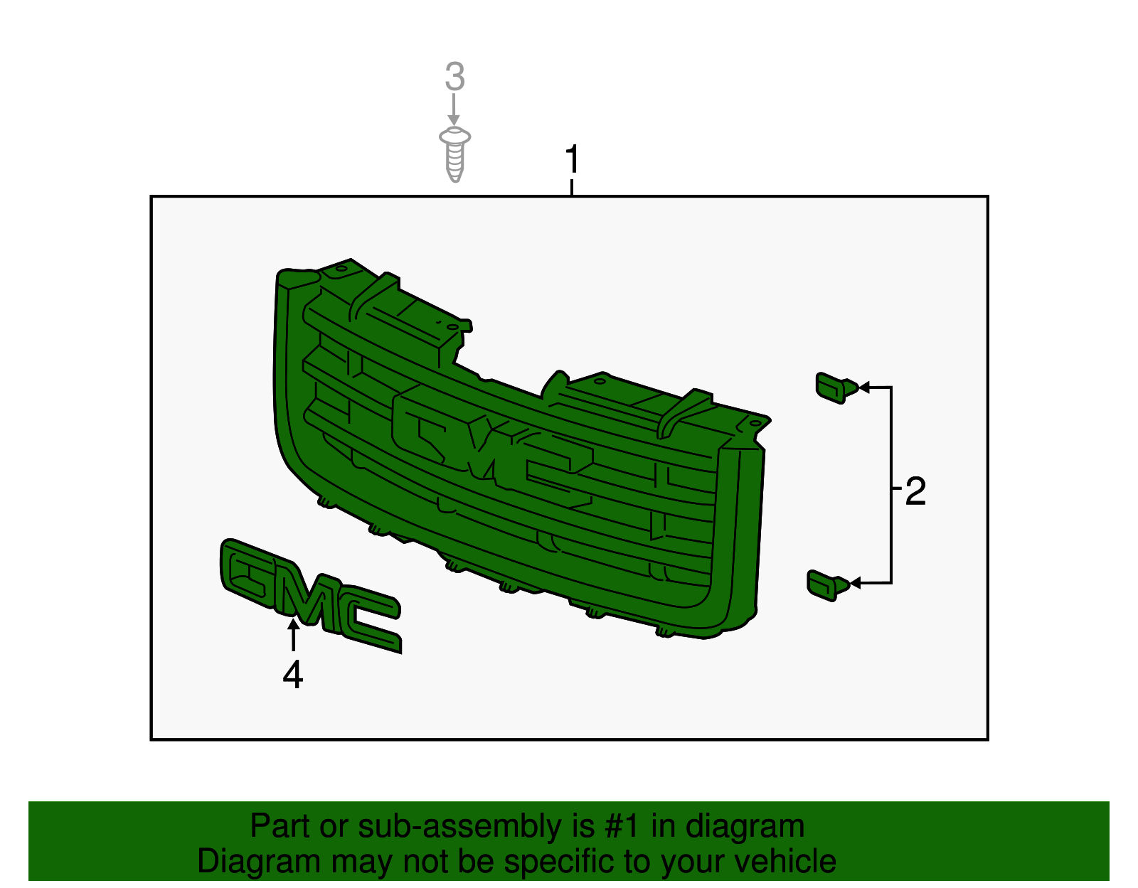 2013 GMC Sierra 1500 Grille 22918541 | Courtesy Parts