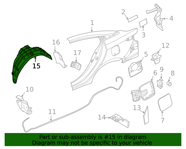 2020-2021 Nissan Versa Wheelhouse Liner 76748-5EF0B | Nissan Parts Store