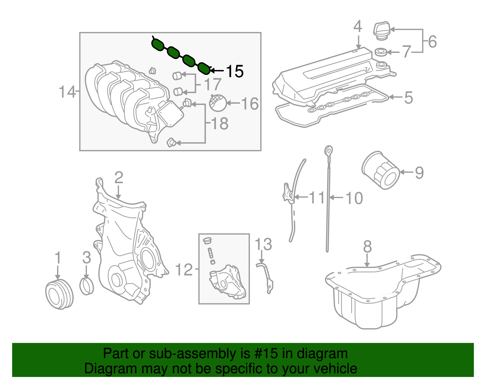 Genuine Toyota Engine Intake Manifold Gasket part# 17171-0D020 for 2000 ...