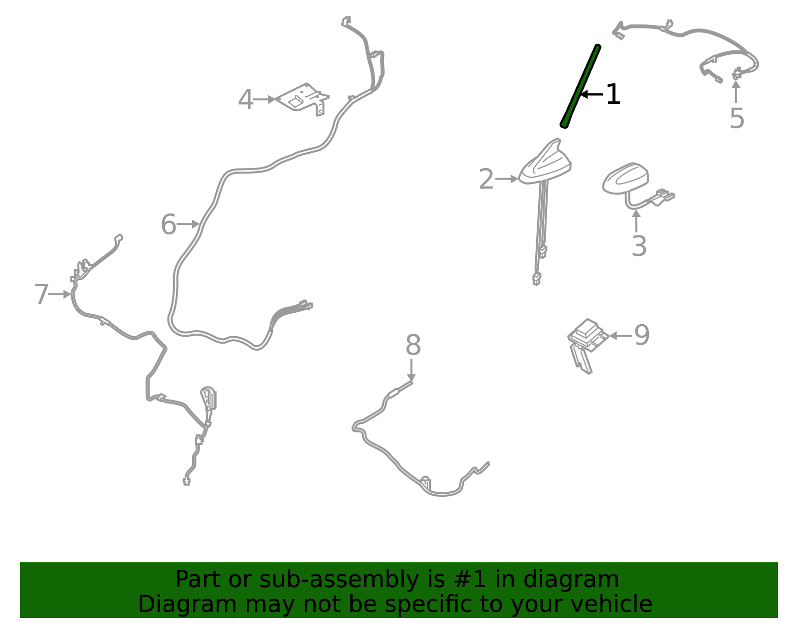 2018-2019 Ford | Antenna Mast | H1BZ-18A886-A | Walls' Ford Parts