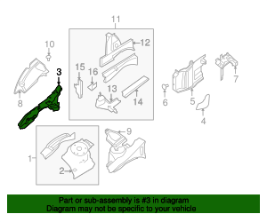 2009-2011 Nissan Maxima Apron Reinforced - Driver's Side (LH) F4181 ...