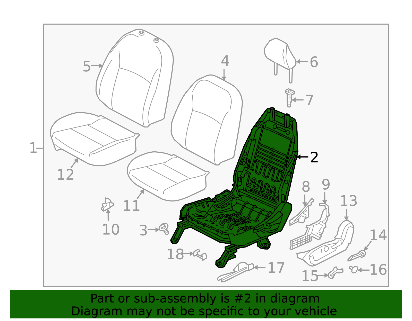 87651-5R08B - Seat Frame 2021-2024 Nissan Kicks | Nissan Parts ...
