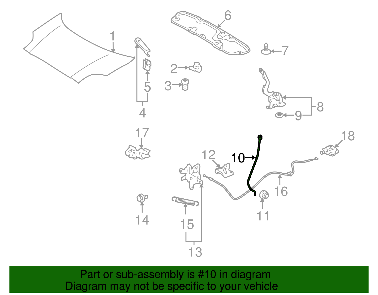 Genuine Toyota Hood / Trunk Prop Rod part# 53440-52160 for 2007-2012 ...