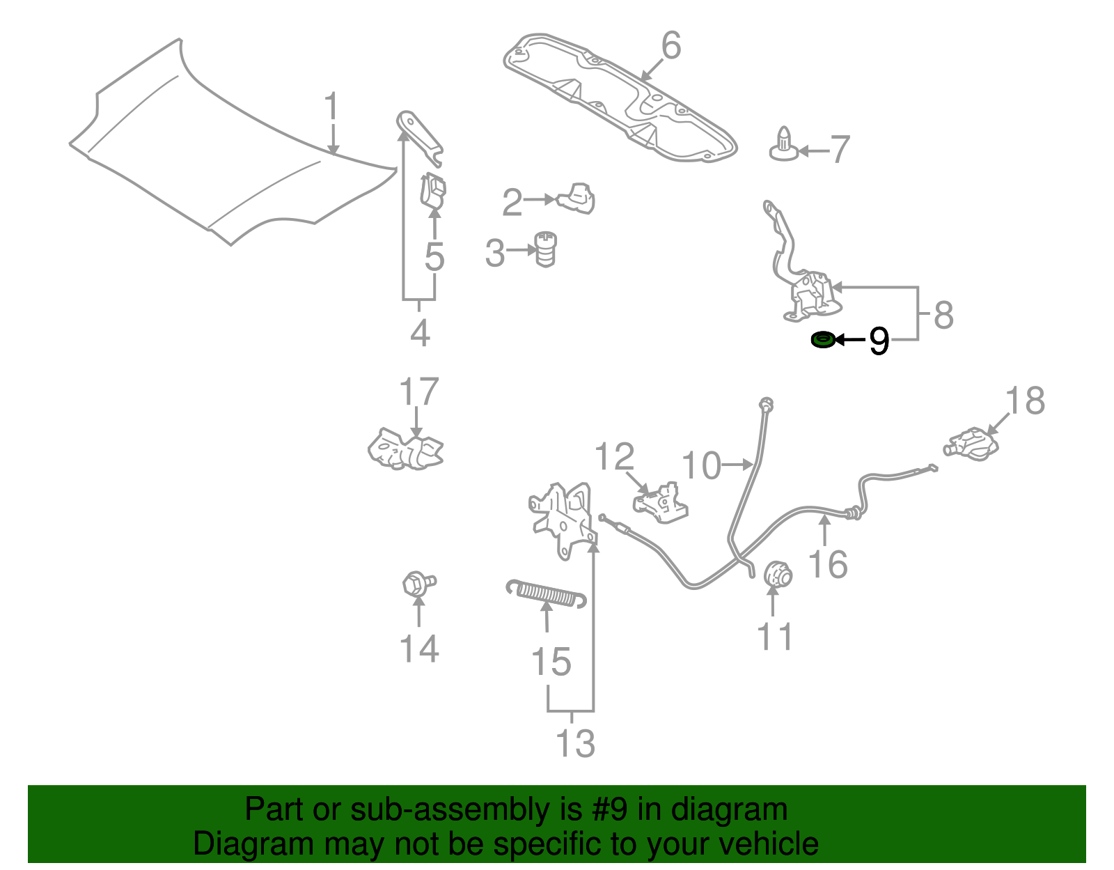 2007-2012 Toyota Yaris Hinge Pad 53497-10020 | Toyota Parts Center