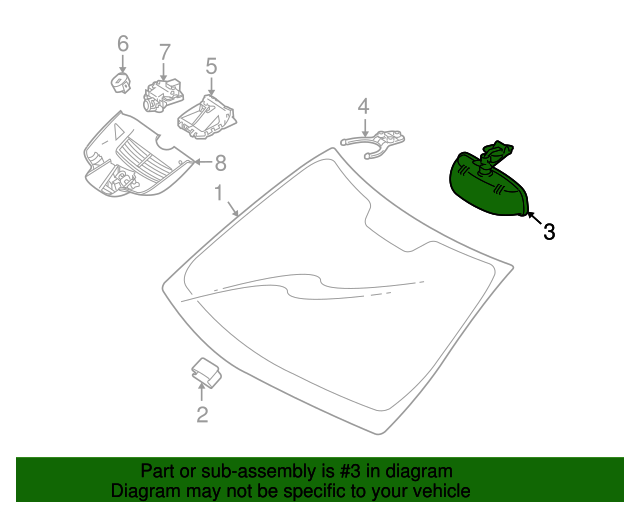 204-810-26-17-9051 - Mirror Inside - Black 2010-2011 Mercedes-Benz ...