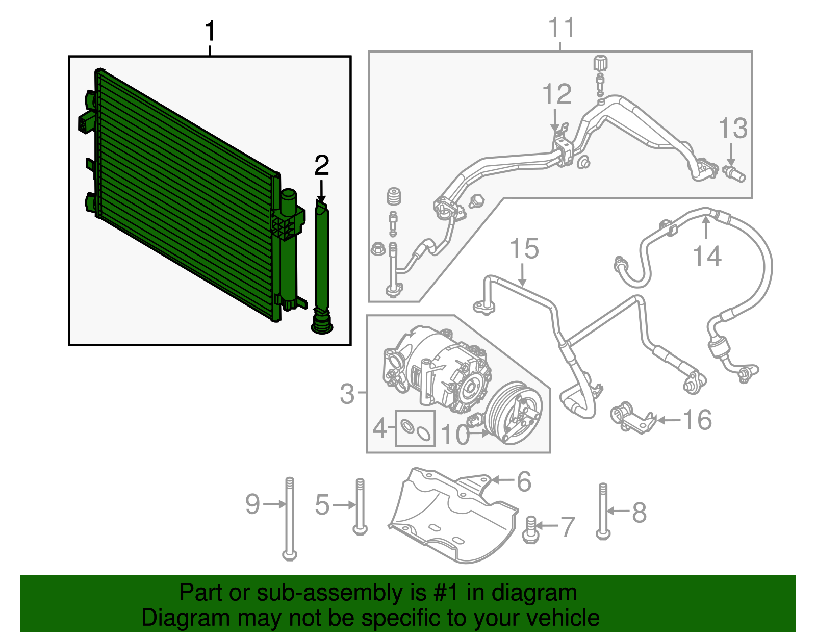 2015-2018 Ford Focus | Condenser | F1FZ-19712-A | Walls' Ford Parts