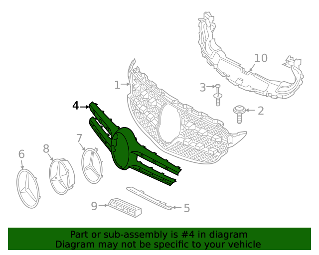 205-888-05-60-9040 - Grille Cover 2016-2018 Mercedes-Benz | Mercedes ...