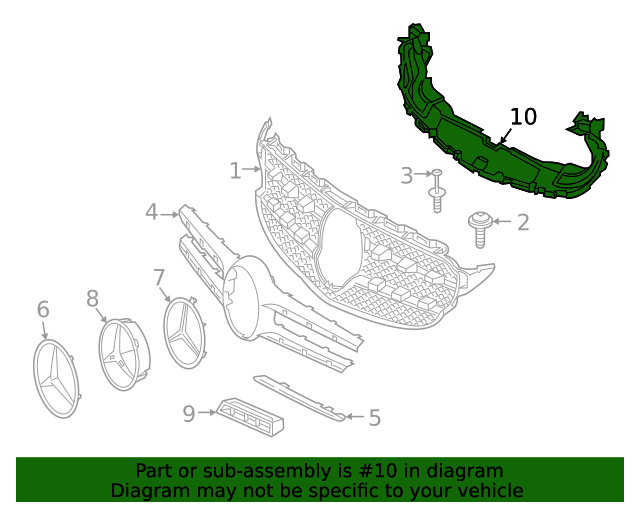 205-505-37-30 - Radiator Support Air Duct 2015-2023 Mercedes-Benz ...