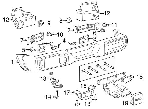 Bumper & Components - Rear for 2019 Jeep Wrangler | Mopar Parts Canada