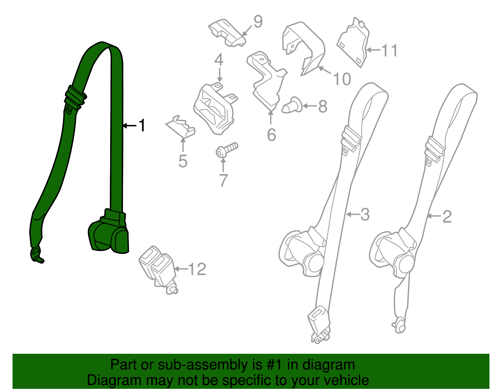 CK4Z-14611B66-AC - Center Belt Assembly 2015-2024 Ford | Ford Parts Direct