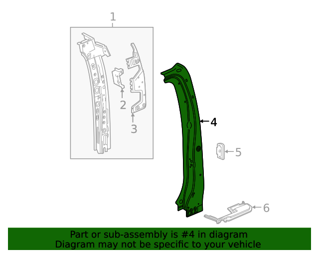 84606117 - Passenger Side Body Lock Pillar Outer Panel 2019-2023 GM ...