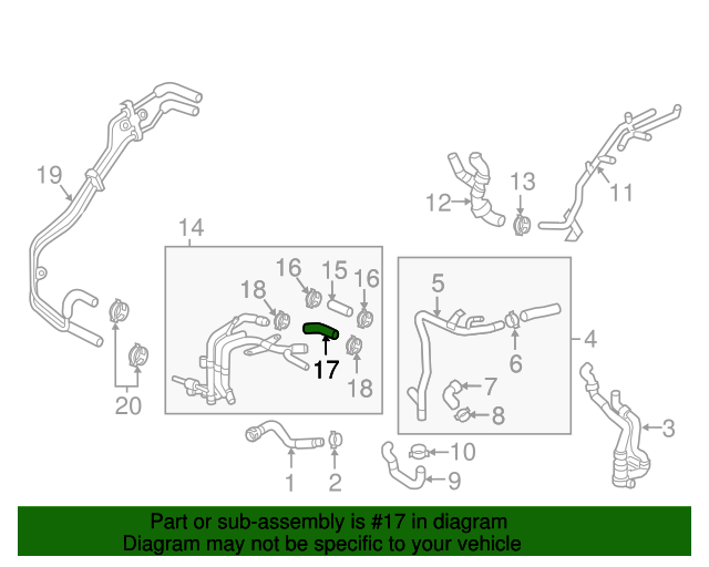 5Q0-122-101-CM - Radiator Coolant Hose 2015-2016 Audi A3 | Audi OEM Parts