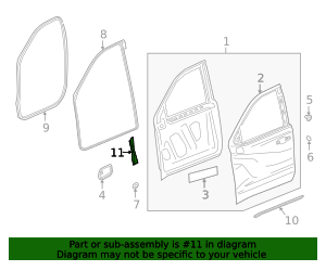 2020-2024 GM Front Passenger Side Door Front Auxiliary Weatherstrip ...
