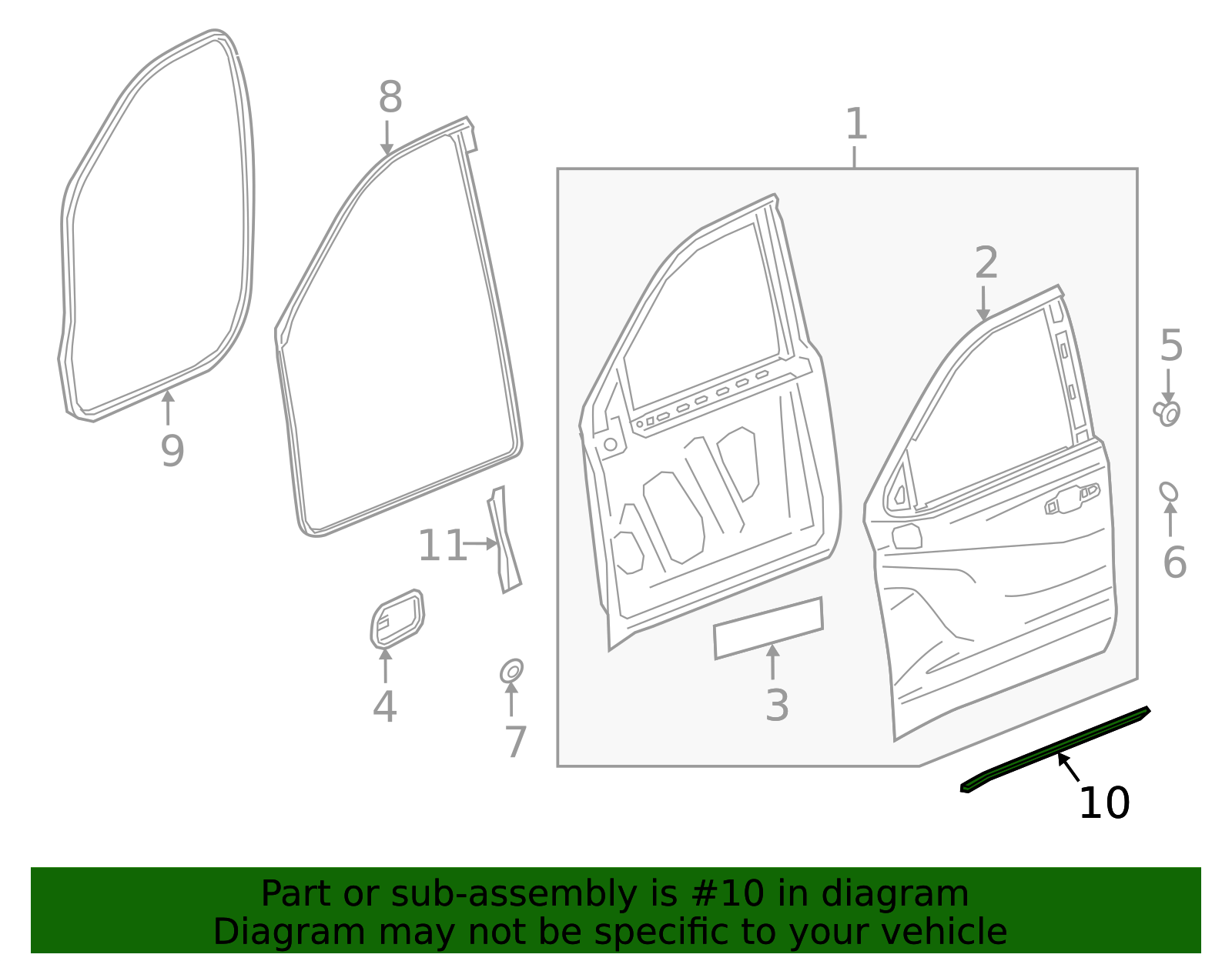 2020-2025 GM Front Passenger Side Door Lower Auxiliary Weatherstrip ...