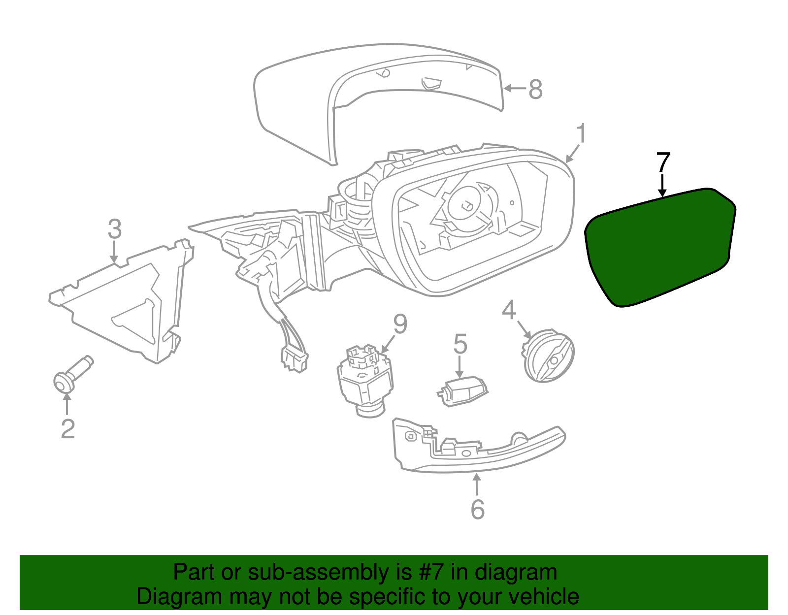 Genuine OEM Mirror Glass Part# LR035061 Fits 2014 Land Rover Range ...
