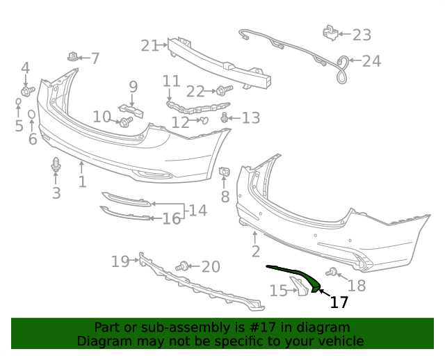 71509-TZ3-A00 - Molding, L Rear Bumper 2018-2020 Acura TLX | My Acura Parts