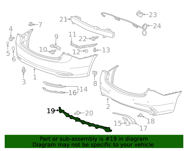 71502-TZ3-A00 - Garnish, Rear Bumper (Lower) 2018-2020 Acura TLX ...