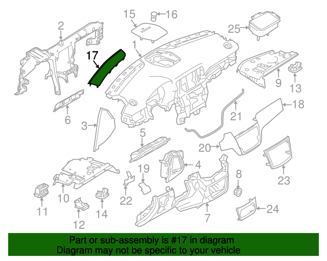 166-880-94-01-9051 - Dashboard Air Vent Trim 2012-2019 Mercedes-Benz ...