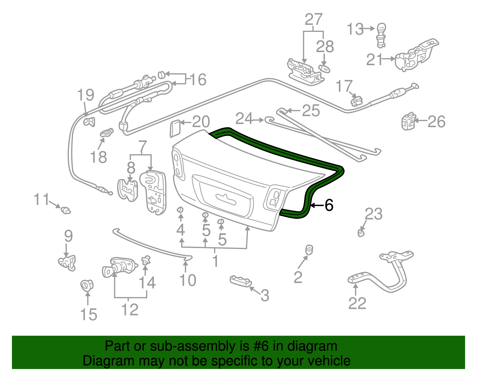 2001-2005 Honda Civic Deck Lid Seal 74865-S5D-A01 | Retail Performance ...