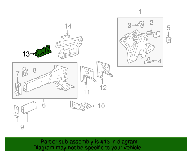 2016-2020 Cadillac CT6 Front Driver Side Wheelhouse Panel Bracket ...