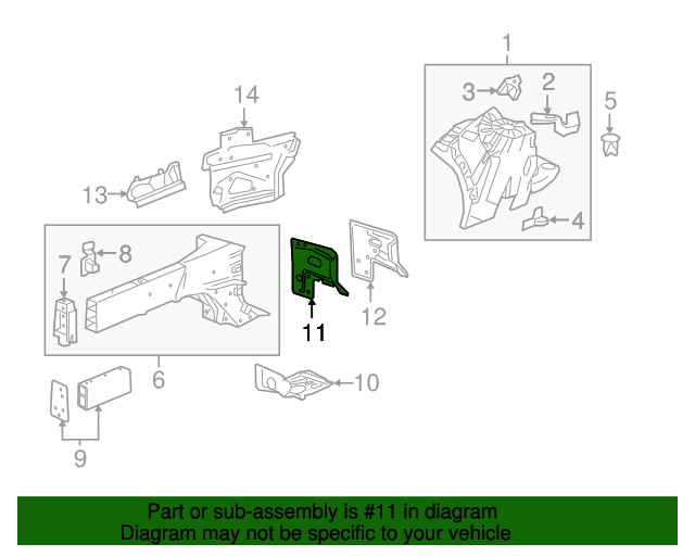 84029030 GM Driver Side Front Compartment Inner Side Rail Gusset | GM ...